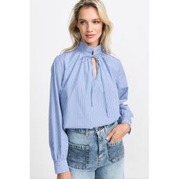 Richroyal Damen RICHROYAL Langarmbluse Mit verspielter Schleife am Ausschnitt blau 34