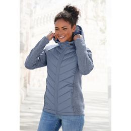 Vivance Damen Steppjacke mit Kapuze mit Strickfleece-&Auml;rmeln blau 34