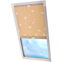 Liedeco Dachfensterrollo &raquo;Dekor&laquo; Lichtschutz in F&uuml;hrungsschienen Dachfensterrollo Dekor braun/wei&szlig; Obermaterial: 90% Polyester, 10% Kunststoff 90 cm