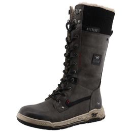 Mustang Shoes Winterstiefel &raquo;Ihana&laquo; Winterboots, Snowboot mit TEX-Membrane grau 36 36 Schn&uuml;rstiefel mit modischem Textilkragen