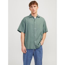Jack & Jones JACK & JONES Kurzarmhemd &raquo;JORFARO LINEN OVERSIZED SHIRT SS SN&laquo; laurel wreath XS - N-Gr N-Gr XS Kurzarmhemd von Jack & Jones