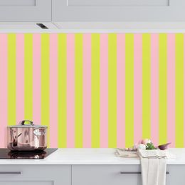 K&uuml;chenr&uuml;ckwand PopArt Sommer Streifen Rosa Gr&uuml;n