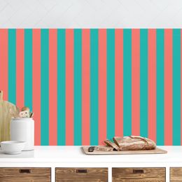 K&uuml;chenr&uuml;ckwand PopArt Sommer Streifen T&uuml;rkis Rot