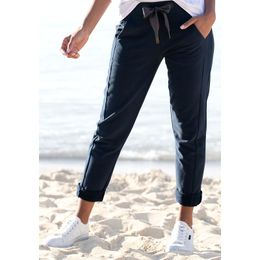 ELBSAND Sweathose &raquo;Brinja&laquo; mit Logoprint am Bund und Taschen, Jogginghose, Relaxhose marine M (38) - N-Gr N-Gr M (38) Breiter Gummibund mit Kordel