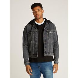 Tommy Jeans Jeansjacke »HOODED RYAN RGL TRCKR JKT AI6184« mit Kapuze mit Badge Denim Black XXL XXL Stylische Jeansjacke von Tommy Jeans