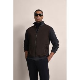 Bugatti Sweatjacke mit Hahnentrittmuster braun M M Abschluss mit Rippenb&uuml;ndchen