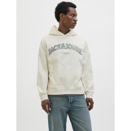 Jack & Jones Jack & Jones Herren Kapuzensweatshirt &raquo;JORALMERIA SWEAT HOOD&laquo;, mit Logo Print wei&szlig; M