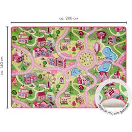 ANDIAMO Kinderteppich »Straße, LAGERRÄUMUNG!« rechteckig 5 mm Höhe Straßen-Spiel-Teppich, Sonderposten, für Mädchen & Jungen pink; Höhe 7 mm...