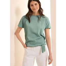 Cecil T-Shirt in Smok-Optik und mit Knoten-Detail matcha green XXL (46) XXL (46) Smoke-Shirt für Damen von Cecil