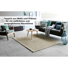 barbara becker Teppich &raquo;Brave&laquo; rechteckig 12 mm H&ouml;he Handweb, Material 50% Wolle, 50% Viskose, handgewebt, melierte Optik dunkelbeige Obermaterial:...