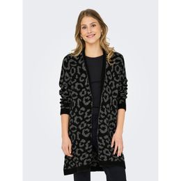 Only Strickjacke &raquo;ONLJADE ANIMAL AO LS CARDIGAN RP KNT&laquo; Black Pattern:Medium Grey Melange Leo L L Gestrickter Cardigan von Only