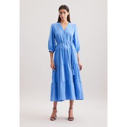 Seidensticker Damen Seidensticker Sommerkleid &raquo;Schwarze Rose&laquo; 7/8-Arm V-Neck Uni blau XXL44, Normalgr&ouml;&szlig;en