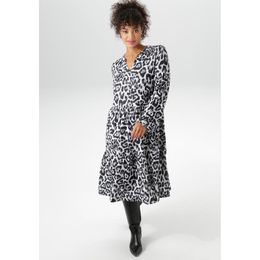 ANISTON PLUS Druckkleid in sch&ouml;nem Animal-Print schwarz-grau-wei&szlig; 46 - N-Gr N-Gr 46 Kleid aus weicher Qualit&auml;t