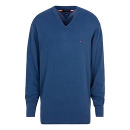 Tommy Hilfiger Big & Tall TOMMY HILFIGER BIG & TALL Strickpullover »BT-PIMA ORG CTN CASHMERE VNCK-B«, in Großen Größen, mit Logostickerei auf Brusthöhe Aegean Sea 3XL 3XL...