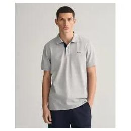 Gant f&uuml;r Herren. 2062026 Kontrastreiches graues Piqu&eacute;-Poloshirt (L), L&auml;ssig, Baumwolle, Kurzarm