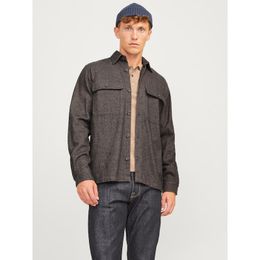 Jack & Jones JACK & JONES Langarmhemd &raquo;JPRRAYMOND MELANGE SOLID LS OVERSHIRT SN&laquo; Slate Black XL - N-Gr N-Gr XL Cooles Hemd von Jack & Jones