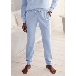 Bench. Loungewear Damen Relaxhose mit gl&auml;nzender Logostickerei, Loungewear, Loungeanzug blau 32/34, N-Gr