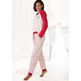 Lascana Damen Lascana Schlafanzug mit winterlichen Motiven rot 32/34