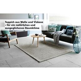 barbara becker Teppich &raquo;Brave&laquo; rechteckig 12 mm H&ouml;he Handweb, Material 50% Wolle, 50% Viskose, handgewebt, melierte Optik grau Obermaterial: 50%...