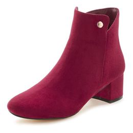 Lascana Damen Lascana Stiefelette mit bequemen Blockabsatz, Ankle Boots, Stiefel VEGAN rot 41