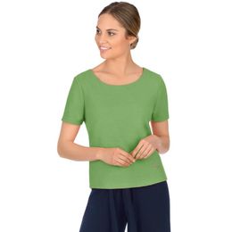 TRIGEMA Sweatshirt &raquo;Shirt mit kurzen &Auml;rmeln mit Kristallsteinen&laquo; maigruen XL XL Strukturierte Sweat-Qualit&auml;t