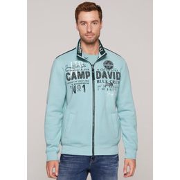 CAMP DAVID Sweatshirt, mit Label-Applikationen sea mint XXL XXL Sweatjacke von CAMP DAVID