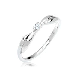 Elli DIAMONDS Verlobungsring &raquo;Schleife Verlobung Diamant 0.03 ct. 925 Silber&laquo; Wei&szlig; 54 mm Diamant Ring aus 925er Sterling Silber
