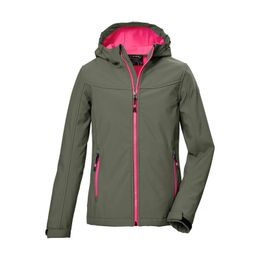 Killtec Softshelljacke &raquo;KOW 349 GRLS SFTSHLL JCKT&laquo; Wasserdichte M&auml;dchen-Softshelljacke mit Kapuze, atmungsaktiv, warm gr&uuml;n 164 164 M&auml;dchen...