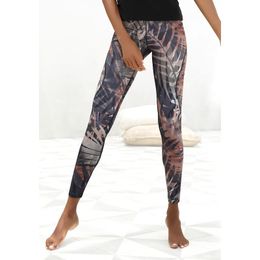 active by Lascana Lascana Active Damen LASCANA ACTIVE Leggings &raquo;Tropical&laquo; mit abstraktem Palmenprint, Loungewear braun XS (32/34), N-Gr