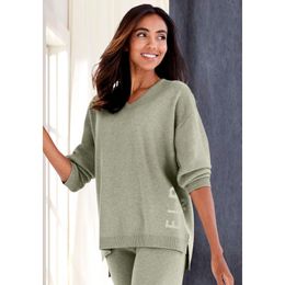 ELBSAND Sweater, aus hochwertigen Strick oliv meliert 36/38 36/38 Weiche, elastische Strick Qualit&auml;t