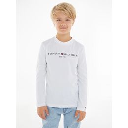 Tommy Hilfiger Langarmshirt &raquo;U ESSENTIAL TEE L/S&laquo; mit Logodruck White 92 92 Unifarben und bedruckt, ideal f&uuml;r vielseitige Outfits