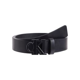 Calvin Klein Jeans Ledergürtel »ROUND MONO PLAQUE LTHR BELT 35MM«, mit CK-Logoschließe Black/Black