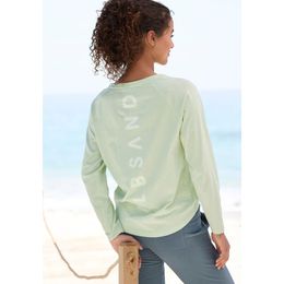 ELBSAND Damen Longsleeve &raquo;Tinna&laquo; mit Logodruck hinten, Langarmshirt aus Baumwoll-Mix, sportlich-casual gr&uuml;n XL (42)