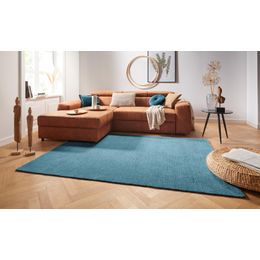 Hanse Home Teppich &raquo;Supersoft&laquo; rechteckig 10 mm H&ouml;he Kurzflor, L&auml;ufer Modern, Einfarbig, Wohnzimmer, Schlafzimmer blau Polyester