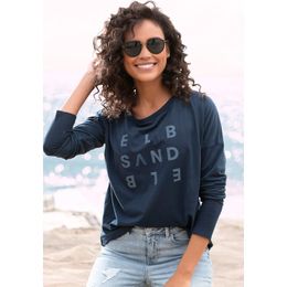 ELBSAND Damen Longsleeve &raquo;Ingiara&laquo; mit Logodruck vorne, Langarmshirt, sportlich-casual blau XXL (44)