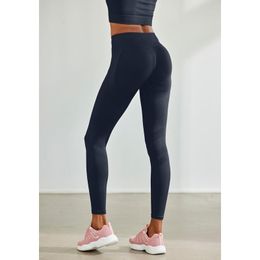 Lascana Damen Lascana Seamless Leggings &raquo;Po Push Up&laquo; mit Rippstruktur und Shapingeffekt, Sporthose, Sportleggings blau XS (32/34), N-Gr
