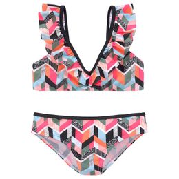 Buffalo M&auml;dchen Bustier-Bikini mit geometrischem Print pink 146/152, N-Gr