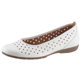 Gabor Damen Ballerina Slipper, Freizeitschuh, Halbschuh mit luftigem Lochmuster wei&szlig; 38,5