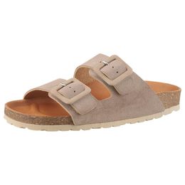 VERBENAS Pantolette »Randell Velour«, Sommerschuh, Schlappen, Hausschuh, Urlaubschuh mit Softfußbett taupe 40 40 Pantolette mit ergonomisch...