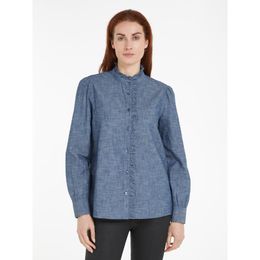 Tommy Hilfiger Shirtbluse »CHAMBRAY RUFFLE RELAXED SHIRT« mit Rüsche, Cahmbray Qualität Mid Blue Chambray 34 34 Shirtbluse von Tommy Hilfiger...