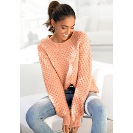 Vivance Rundhalspullover mit besonderem Strickmuster, lockere Passform pfirsich 40/42