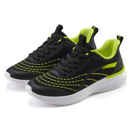 Lascana Sneaker »Halbschuh, Schnürschuh, Freizeitschuh« aus Textil mit Farbakzenten schwarz/lime 36 36 Textilschuhe, Stoffschuhe - besonders leicht...