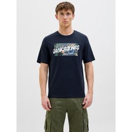 Jack & Jones JACK & JONES Print-Shirt &raquo;JJHAWAII SHAPE TEE SS CREW NECK&laquo; Sky Captain XL XL Kurzarm f&uuml;r optimale Bewegungsfreiheit und sommerlichen Komfort