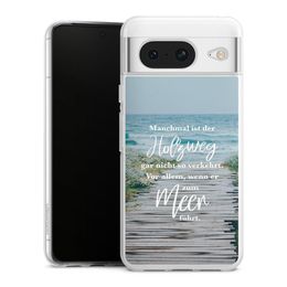 DeinDesign Google Pixel 8 Handy Silikon H&uuml;lle Case transparent Handyh&uuml;lle Spruch Beach Statement Silikon Case