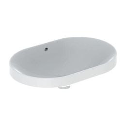 Geberit VariForm Einbauwaschtisch 500729002 60x40cm, ohne Hahnloch, mit &Uuml;berlauf, elliptisch, wei&szlig; KeraTect