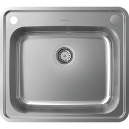 Hansgrohe Einbauspüle 43336800 570 x 510 mm, Abtropffläche, automatische Ablaufgarnitur, Edelstahl