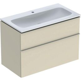 Geberit iCon Waschtisch mit Unterschrank 90 cm 502337JL1 Waschtisch-Set 90x63x48cm, wei&szlig;, Korpus sand Hochglanz, Griff sand matt