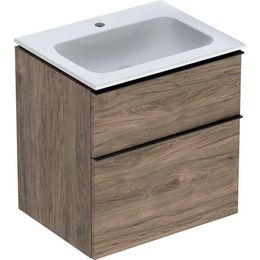 Geberit iCon Waschtisch mit Unterschrank 60 cm 502331JR1 Waschtisch-Set 60x63x48cm, wei&szlig;/KeraTect, Korpus nussbaum, Griff lava matt