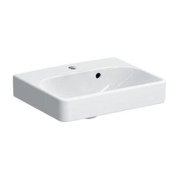 Geberit Smyle Square Handwaschbecken 500222018 weiss KeraTect, 45x36cm, mit Hahnloch und &Uuml;berlauf