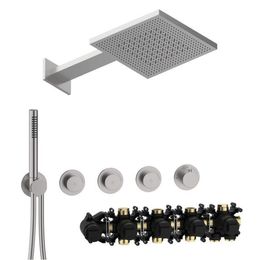 Herzbach MODUL7 PUSH-Thermostat-Set P-TF2 70.703723.1.09 TWIN FLOW Edelstahl